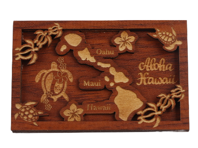 Surfboard Wood Craved Hawaii Maui Kauai Magnet