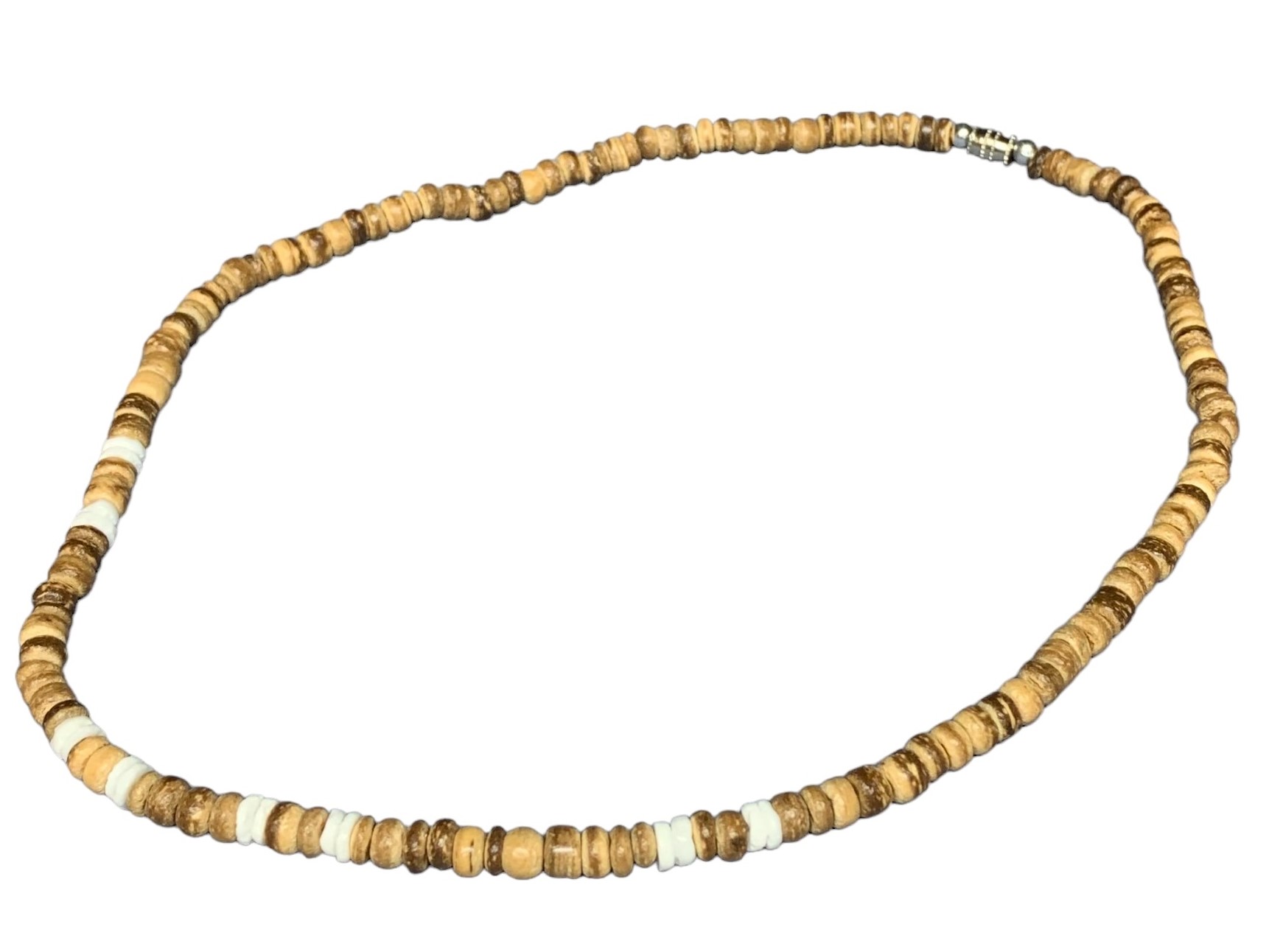 4-5mm Natural Coconut & White Shell Beads Necklace 18″ – JKW LLC