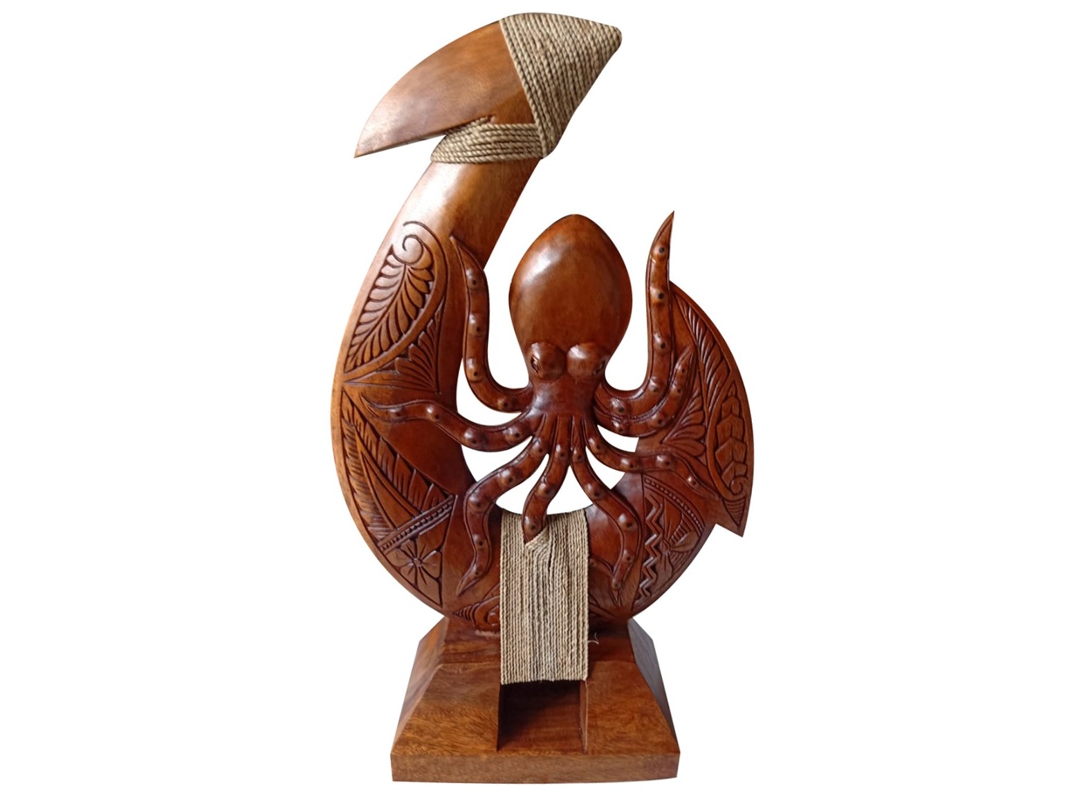 30cm / 12″ Wood Carved Octopus on Fish Hook – JKW LLC