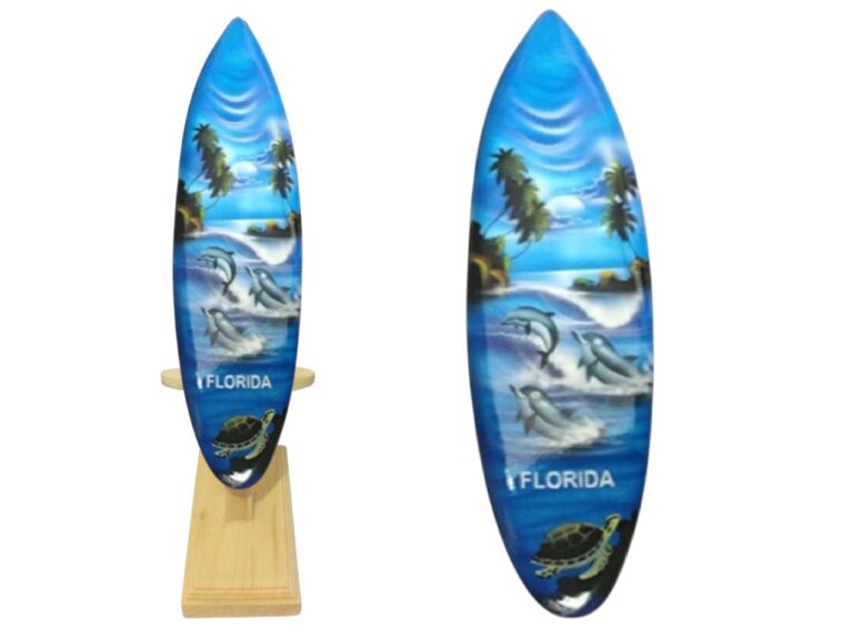 Custom Made-Turtle Dolphin Palm Tree & Sunset Wood Surfboard, Size 21cm ...